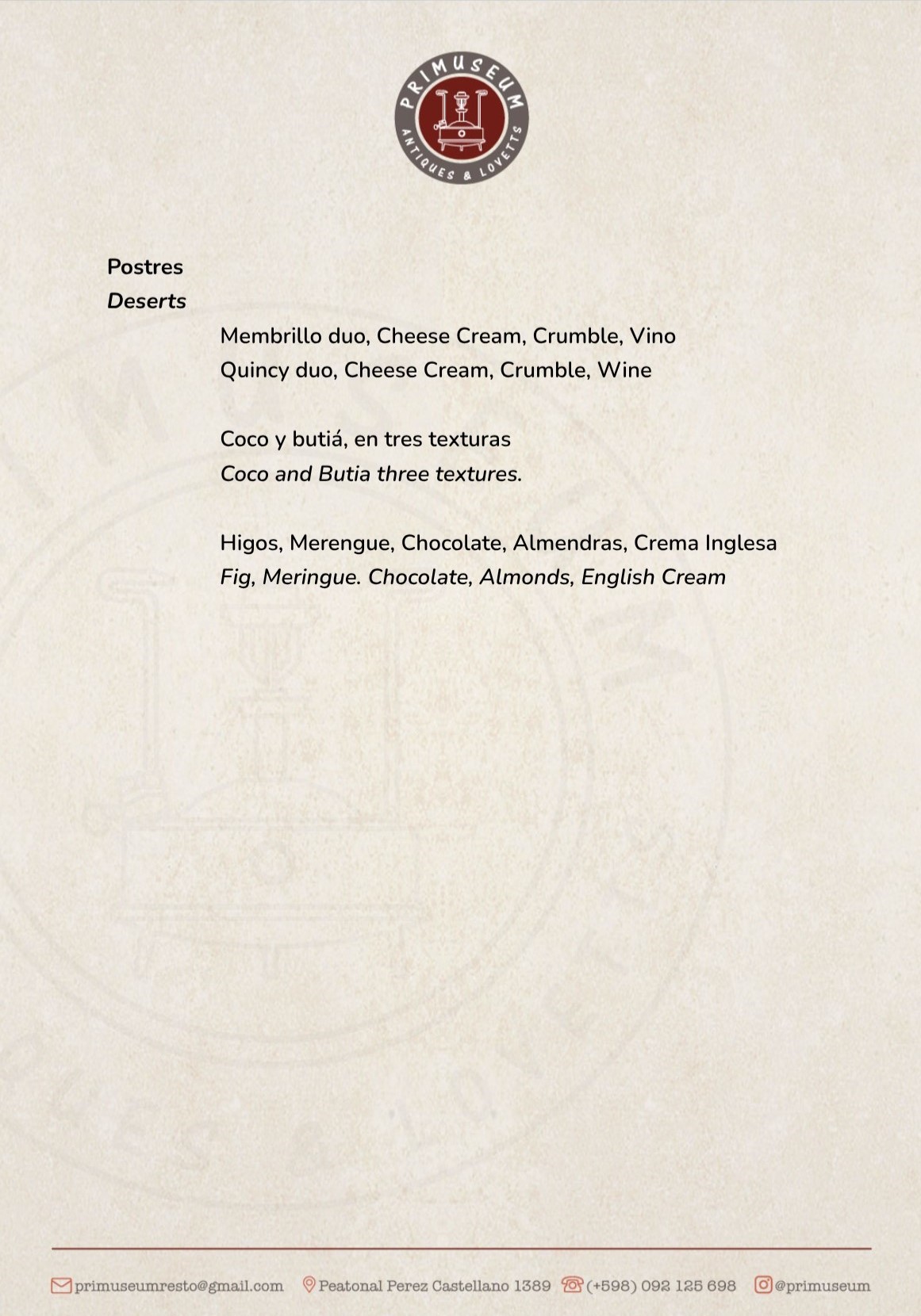 Carta | Primuseum Restaurant
