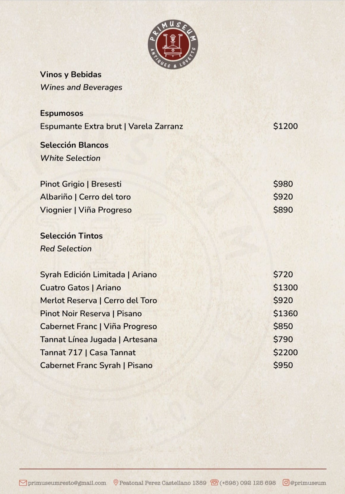 Carta | Primuseum Restaurant